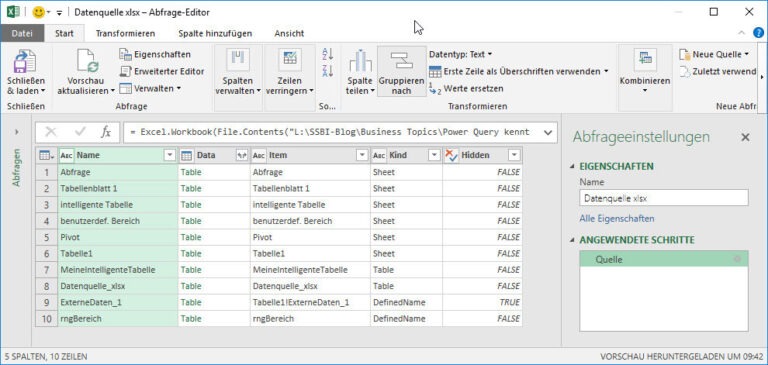 Die Excel-Objekte im Power Query-Fenster | THE SELF-SERVICE-BI BLOG
